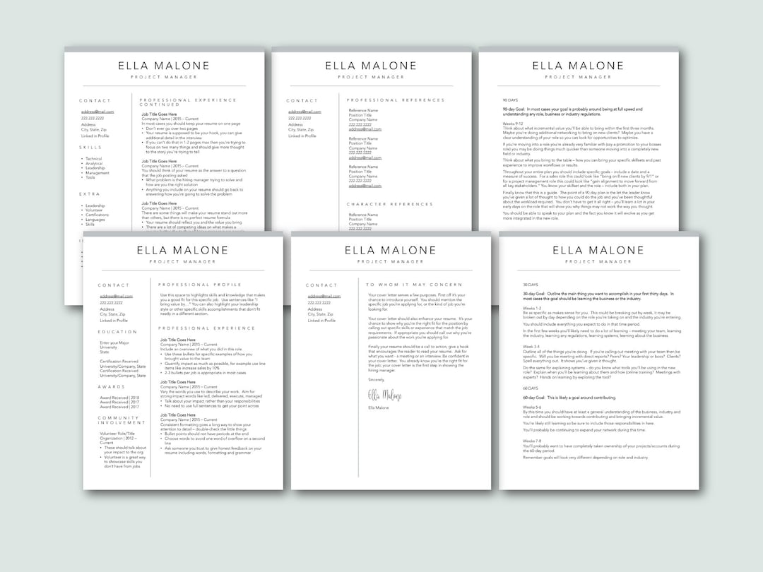 Interview Template Bundle: Resume With Optional Page 2, Cover Letter ...