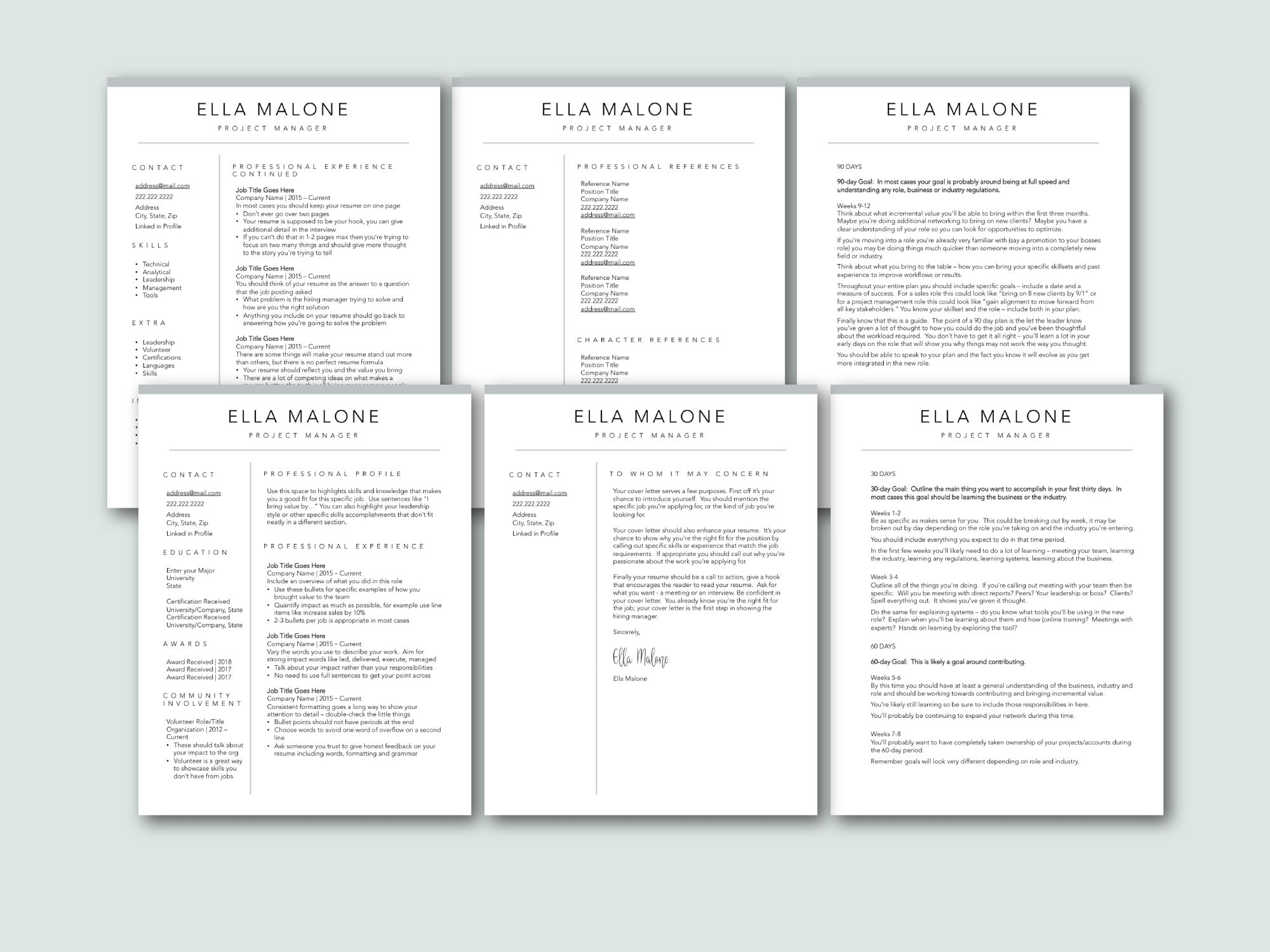 Interview Template Bundle: Resume With Optional Page 2, Cover Letter ...