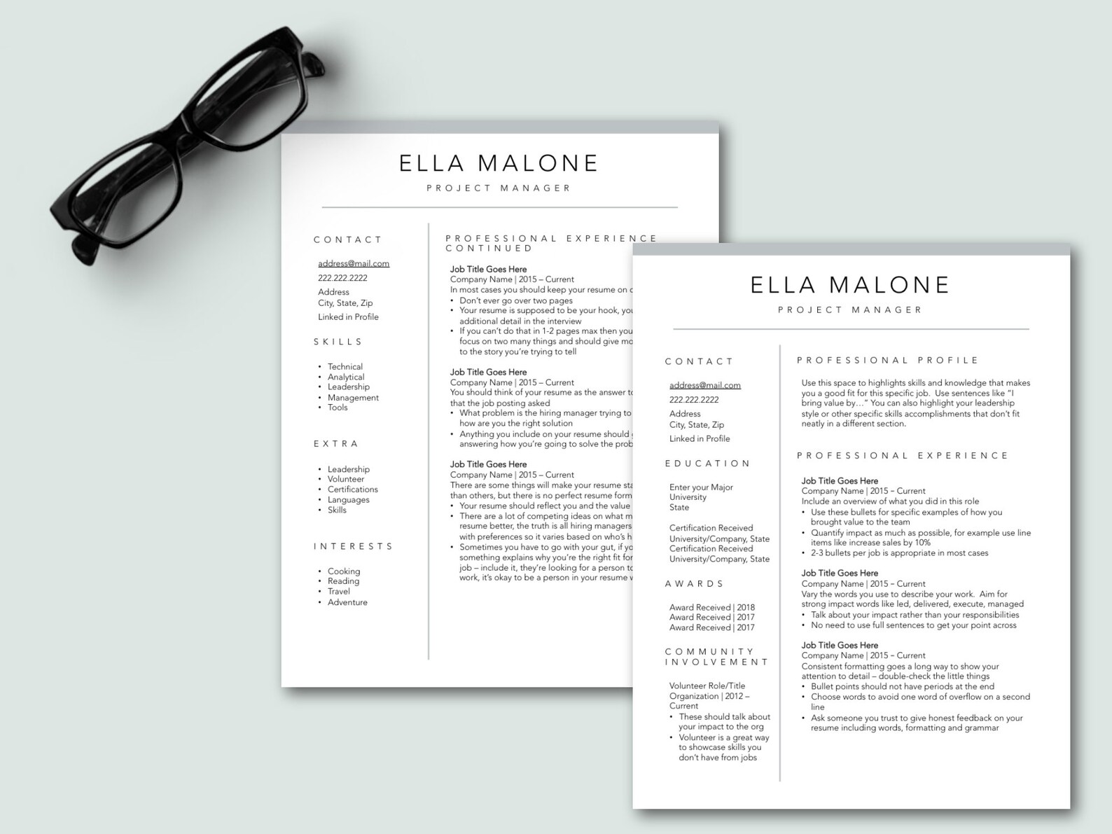 Entry Level Resume Template | Modern CV Builder (digital Download) - Etsy