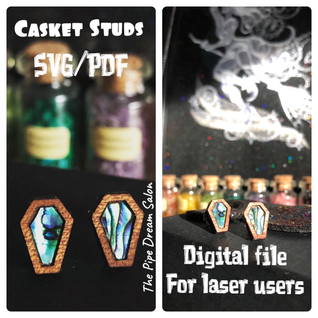 Digital File Casket Studs With Shell Inlay Svg/pdf/glowforge - Etsy