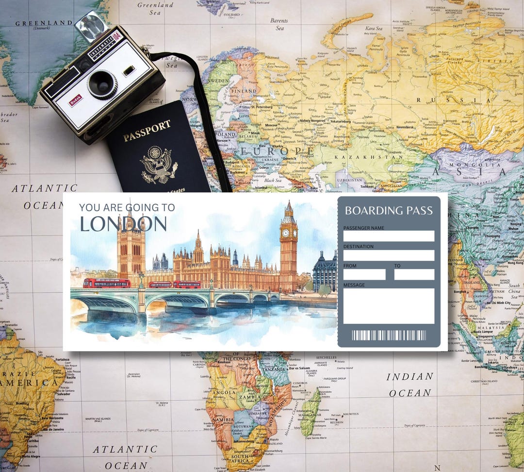 Printable London Ticket Template,london Surprise Gift Ticket,london ...