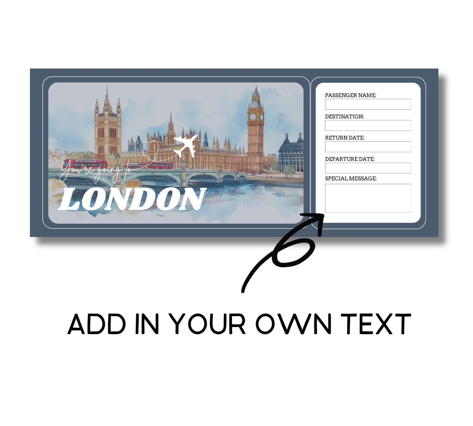 Printable London Ticket Template,london Surprise Gift Ticket,london ...