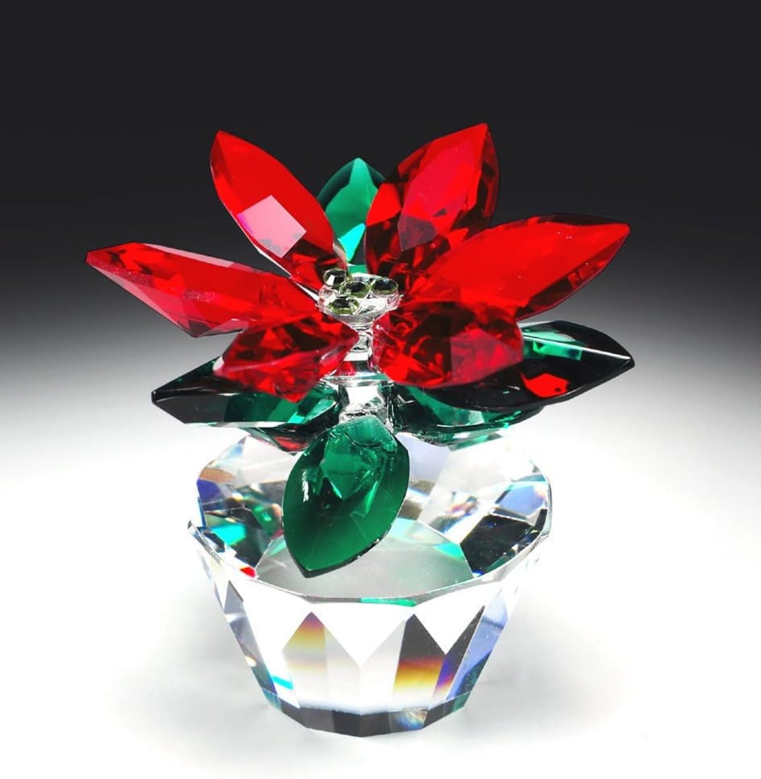 Handcrafted Crystal World Figurine Poinsettia Miniature - Etsy