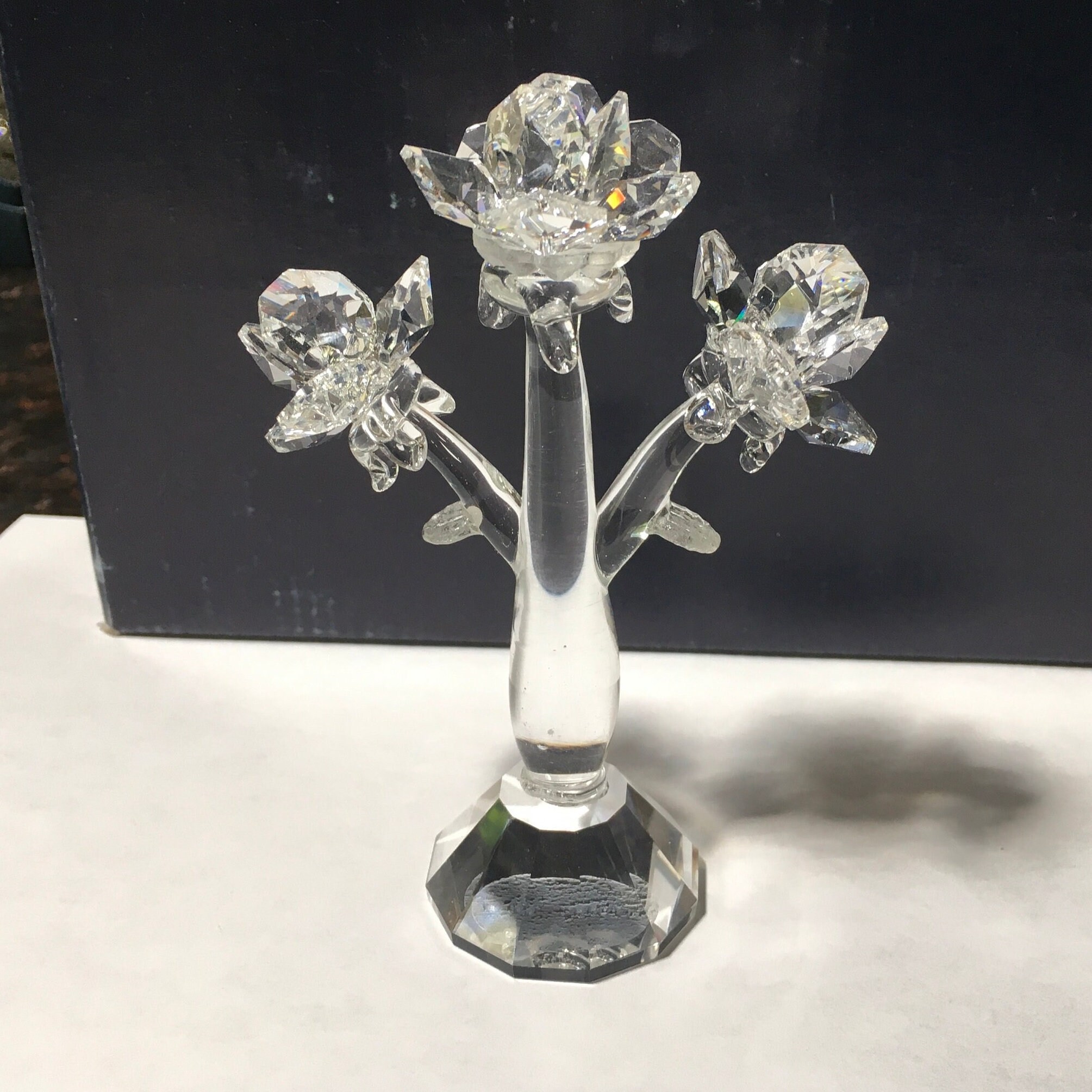 Vintage Italian Stunning Crystal 3 Stem Floral Flower Figure made in ...