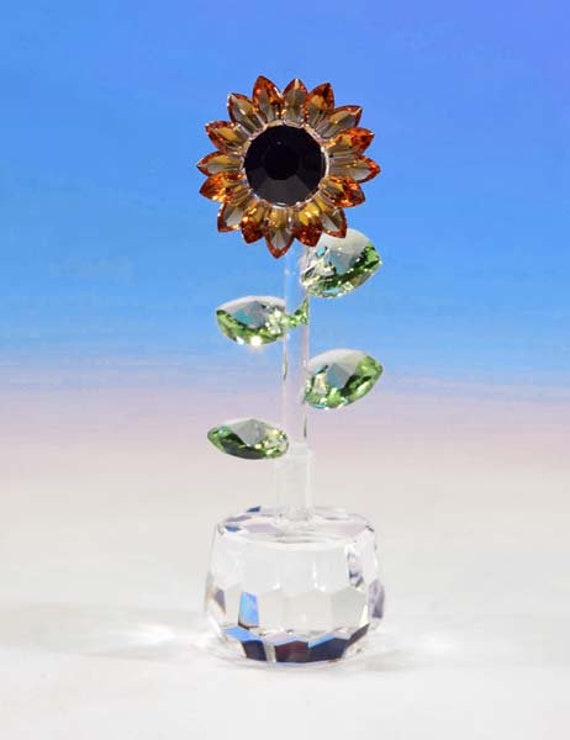 Small Crystal World Figurine Sunflower in a Pot - Etsy