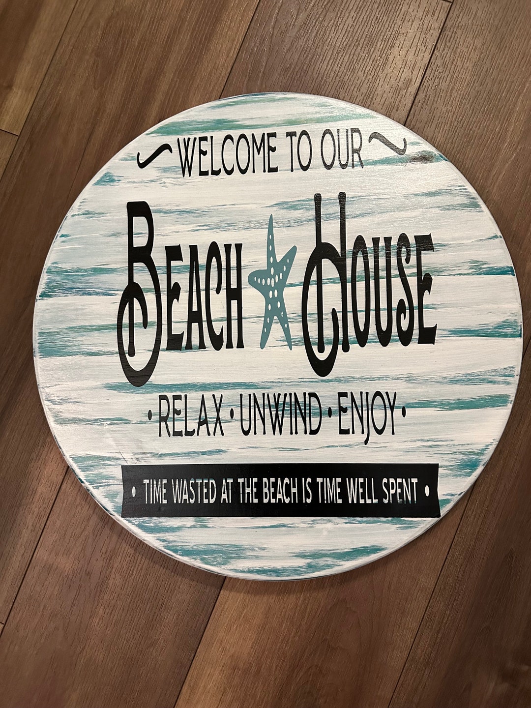 Distressed Beach House Lazy Susan, Starfish Decor (18 Inch) - Etsy