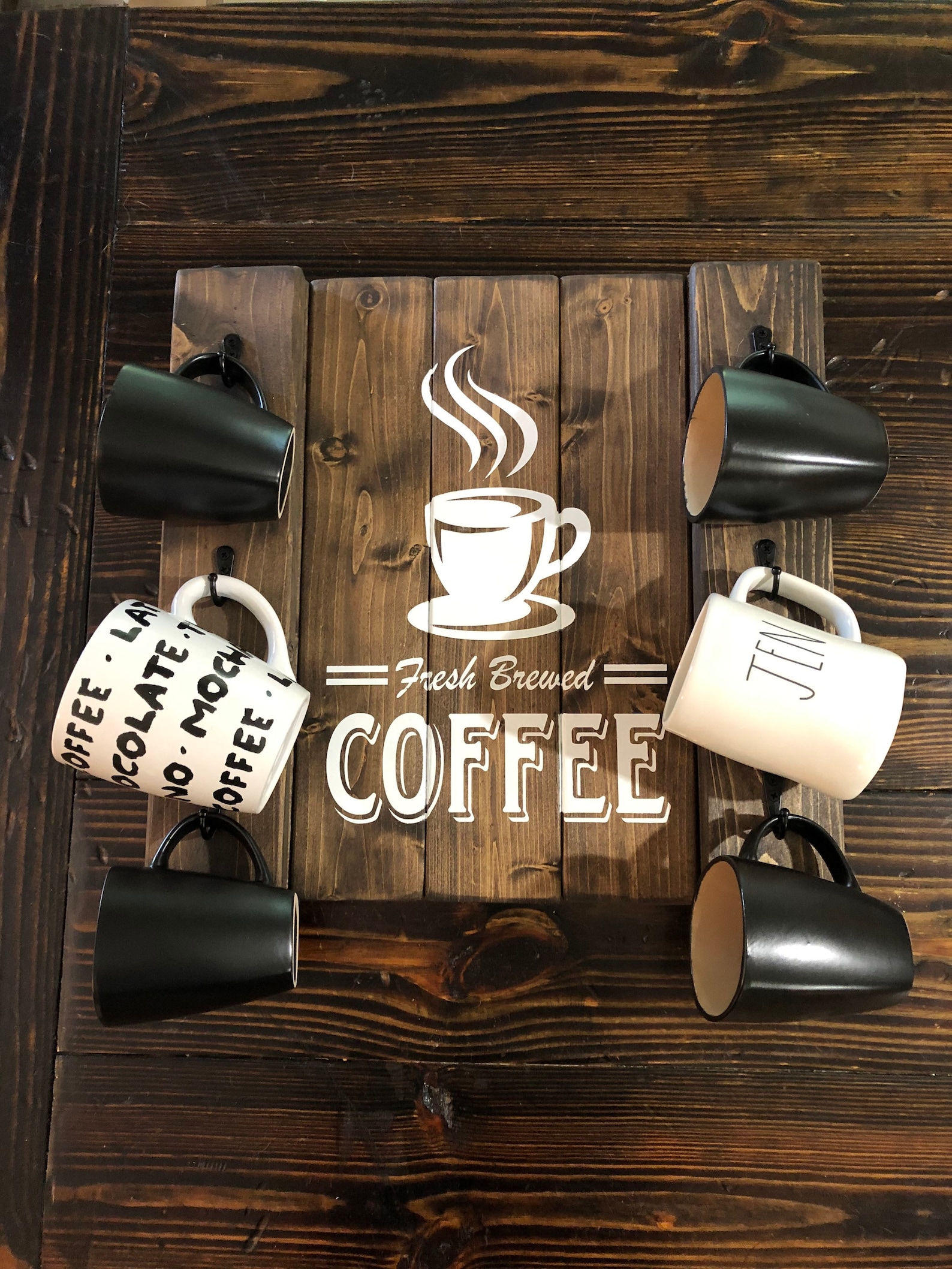 Wood Coffee Mug Rack ( Holds 6 Mugs) - Etsy