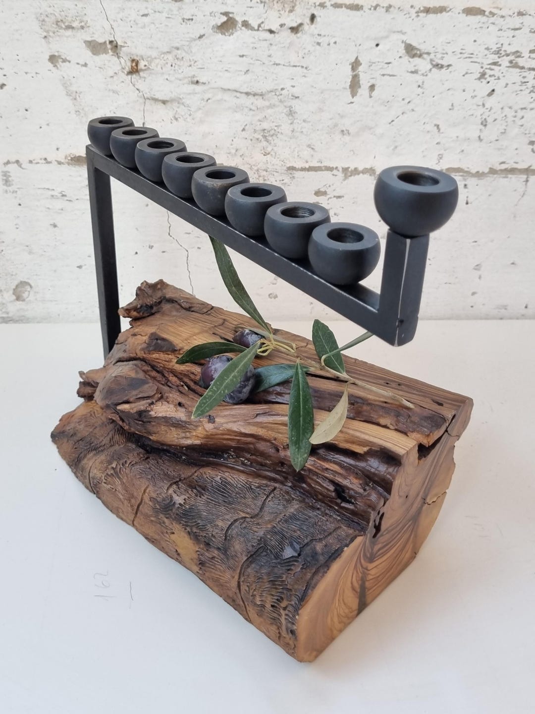 New Age Olive Menorah Wood Menorah Oil Lamp Olive Slab - Etsy