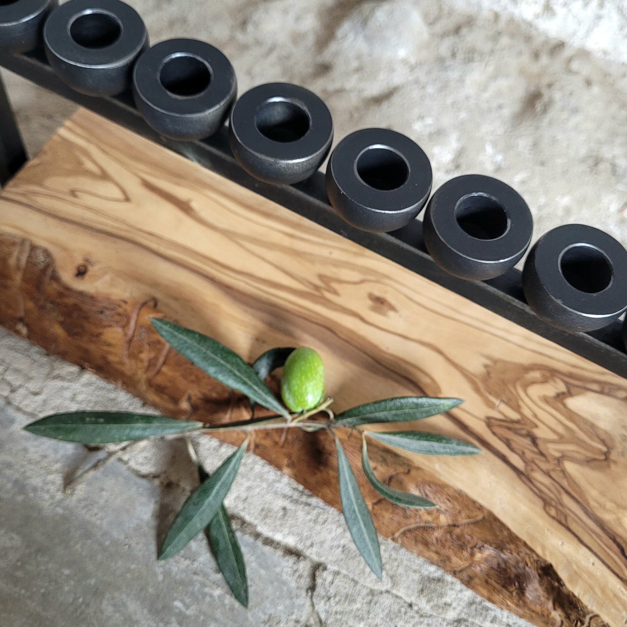 Menorah Wood Menorah Oil Lamp Olive Wood - Etsy