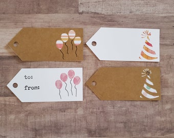 Glitter Birthday Balloon Gift Tags With String / Handmade Die Cut Gift ...