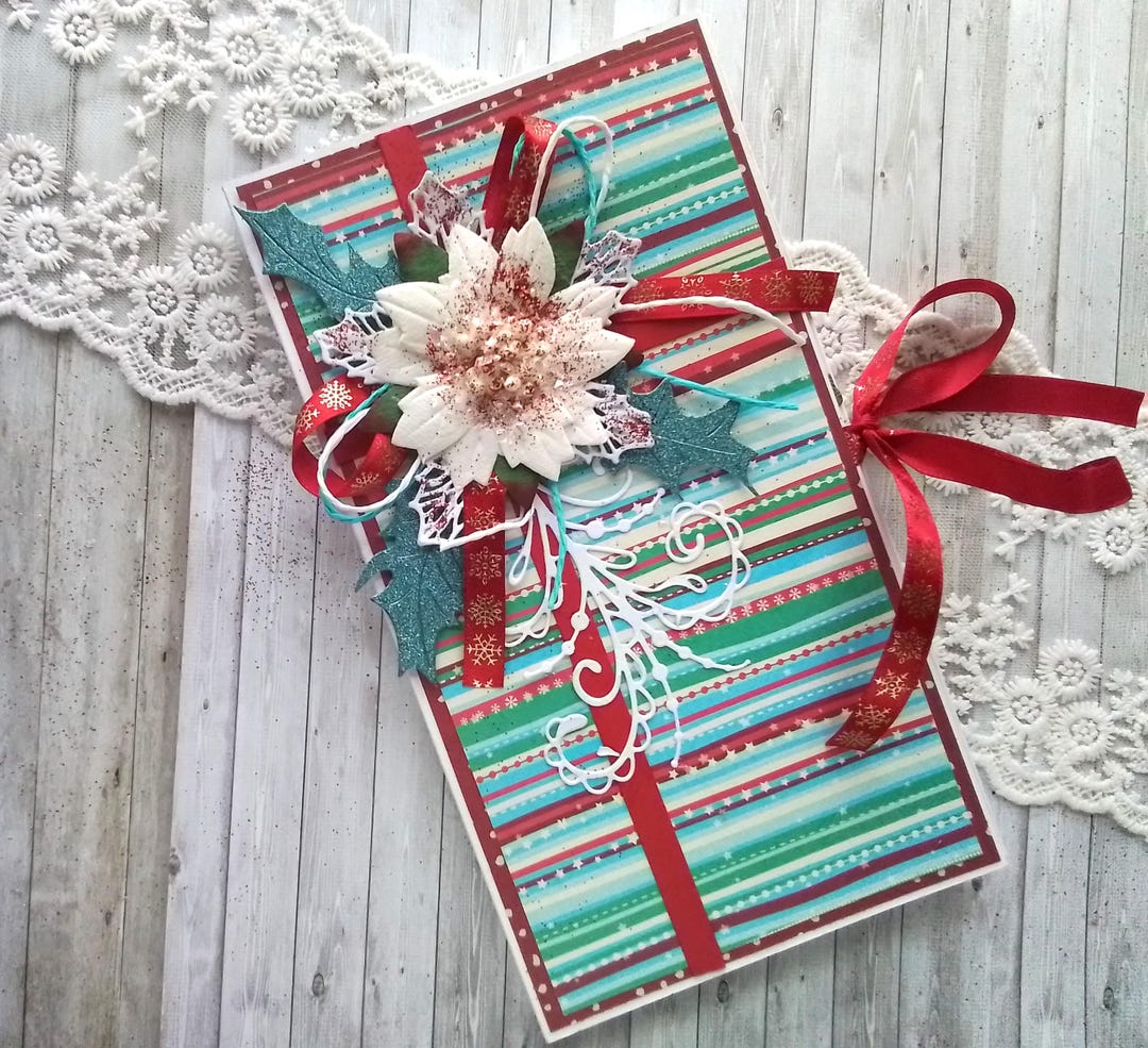 Luxury Christmas Handmade 3D Card Box With a Special Holder for a Gift ...