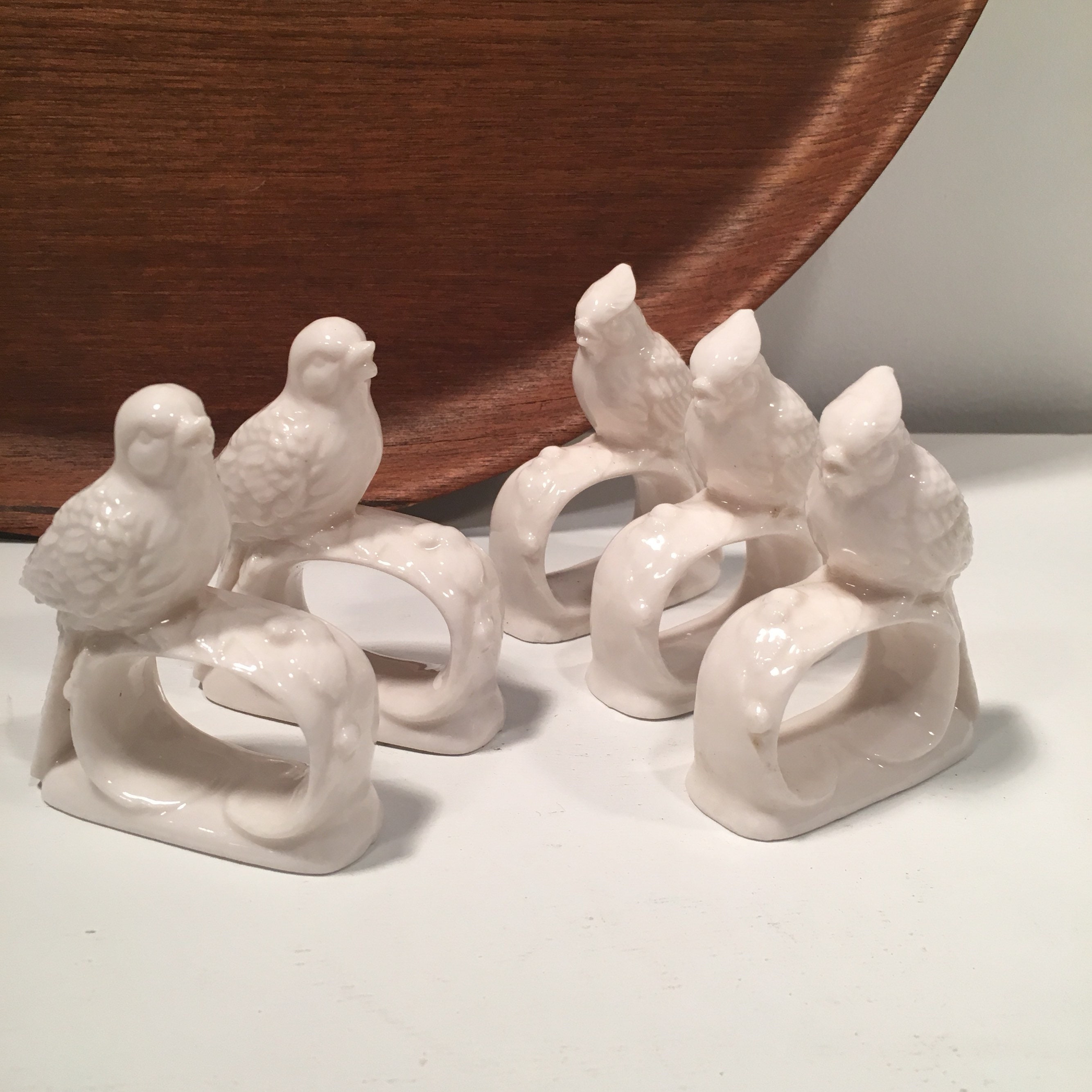 Vintage Porcelain Bird Napkin Rings set of 5 // Dinnerware - Etsy