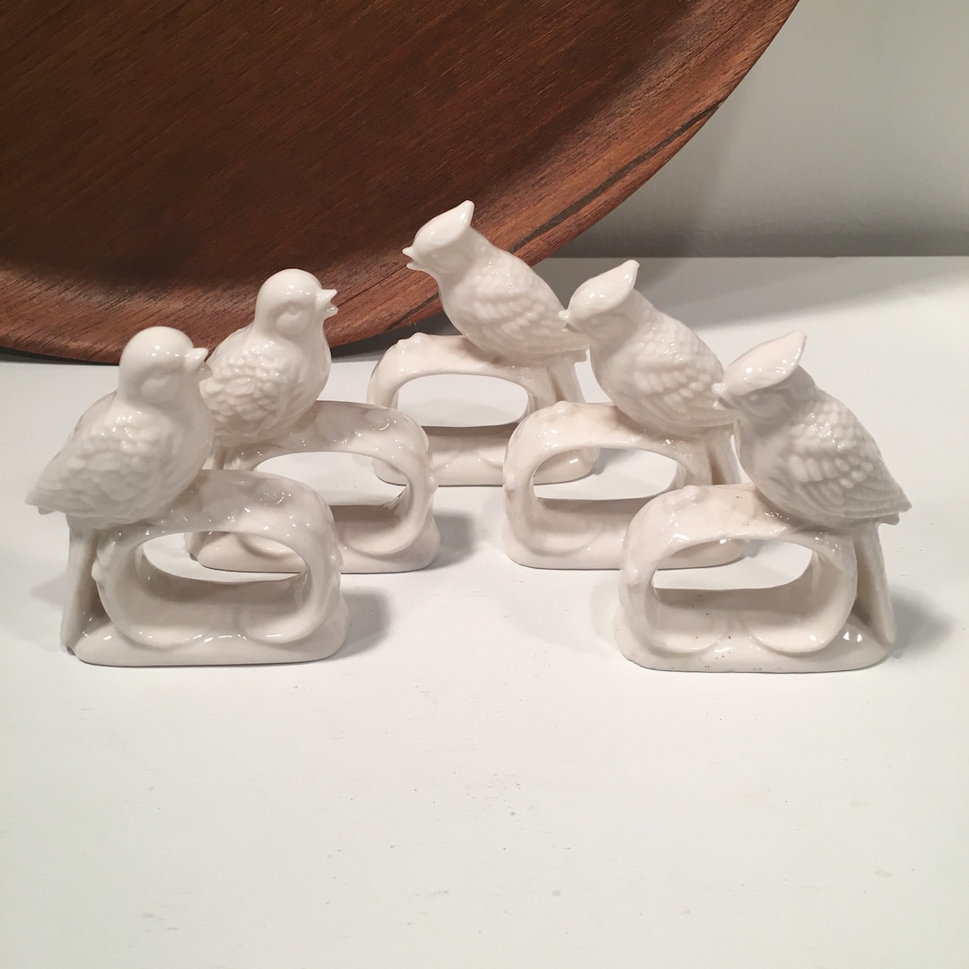 Vintage Porcelain Bird Napkin Rings (set of 5) // Dinnerware ...
