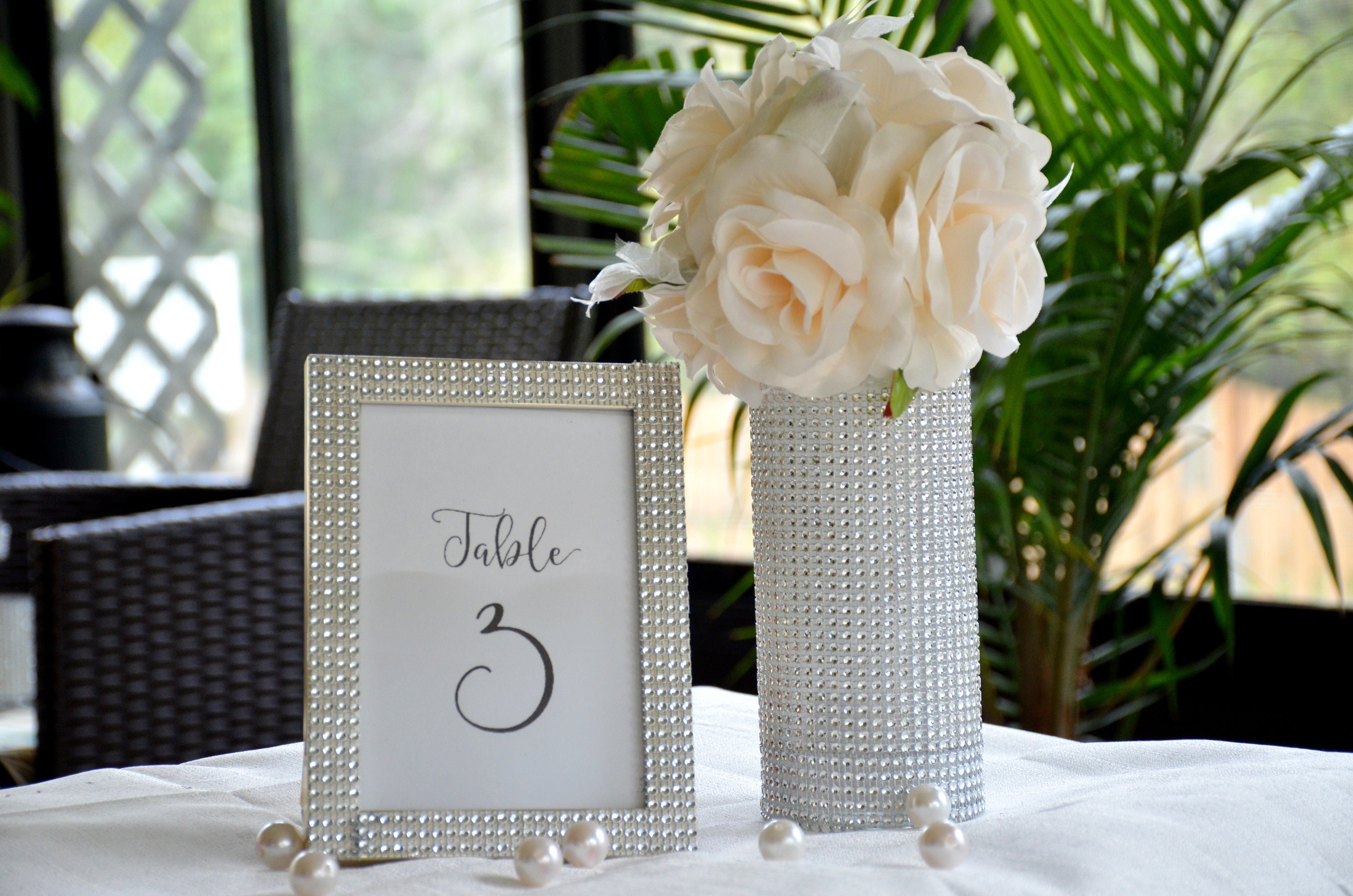 Rhinestone Vase Centerpieces
