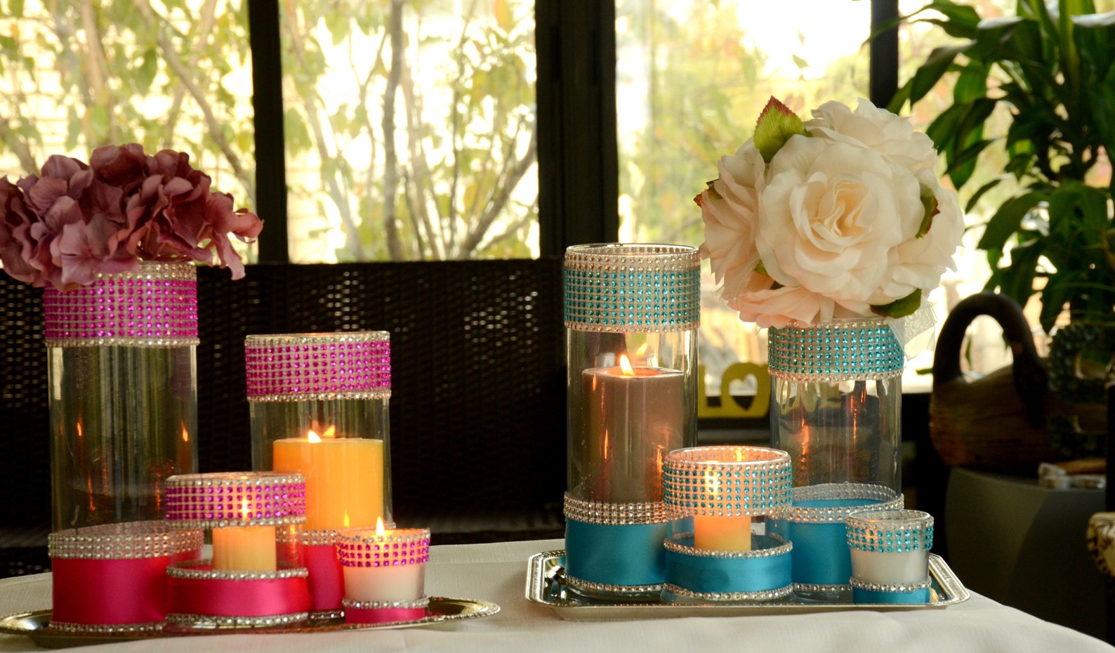 Set of 4 vase With Rhinestonegender Reveal Decortable - Etsy