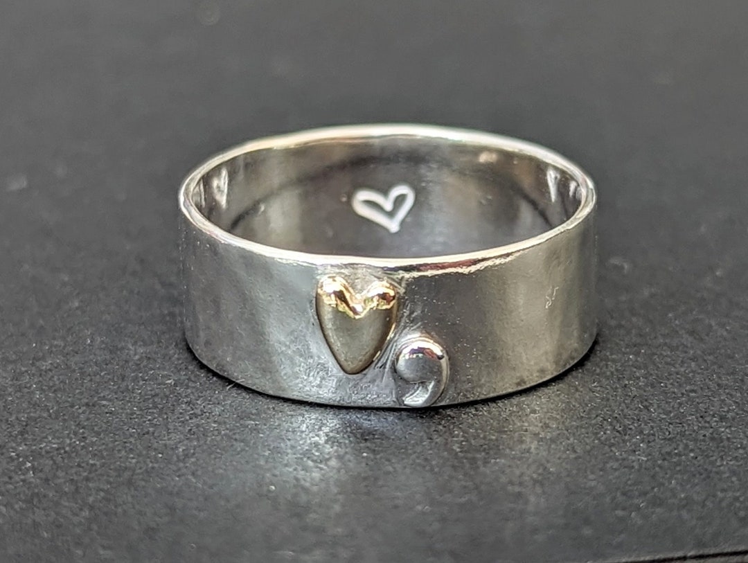 Gold and Silver Semicolon / Suicide Prevention Ring - Etsy