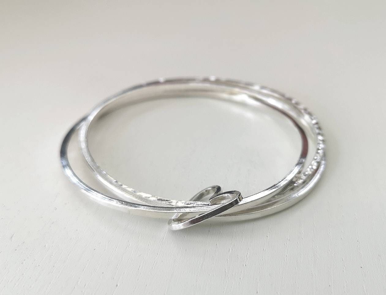 A Stunning Trio of Interlinked Silver Bangles With a Silver - Etsy