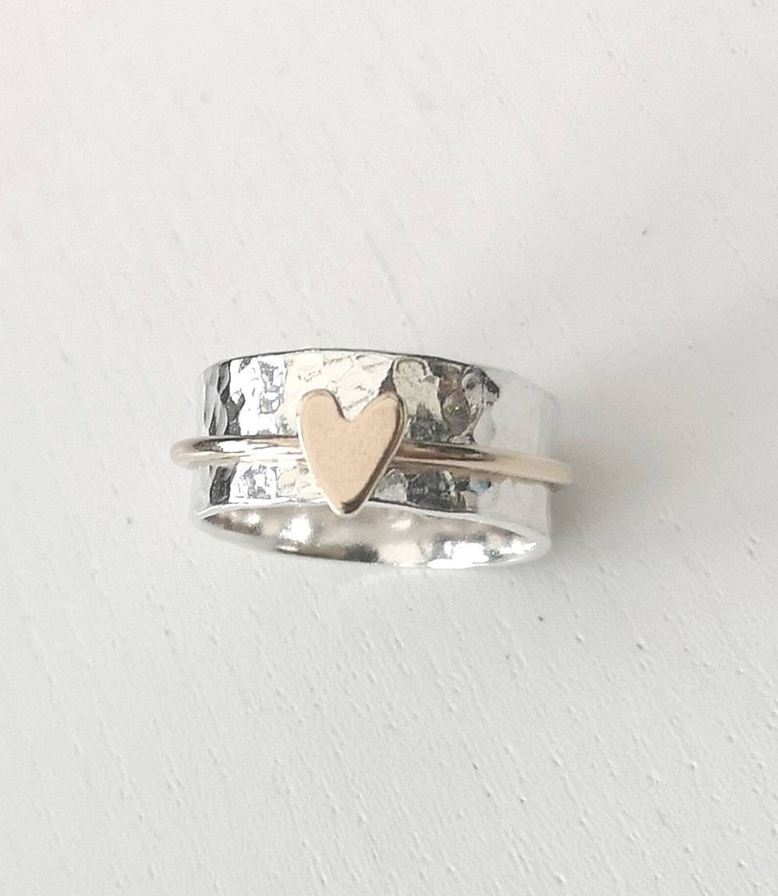 9ct Gold Heart Spinner Ring. - Etsy UK