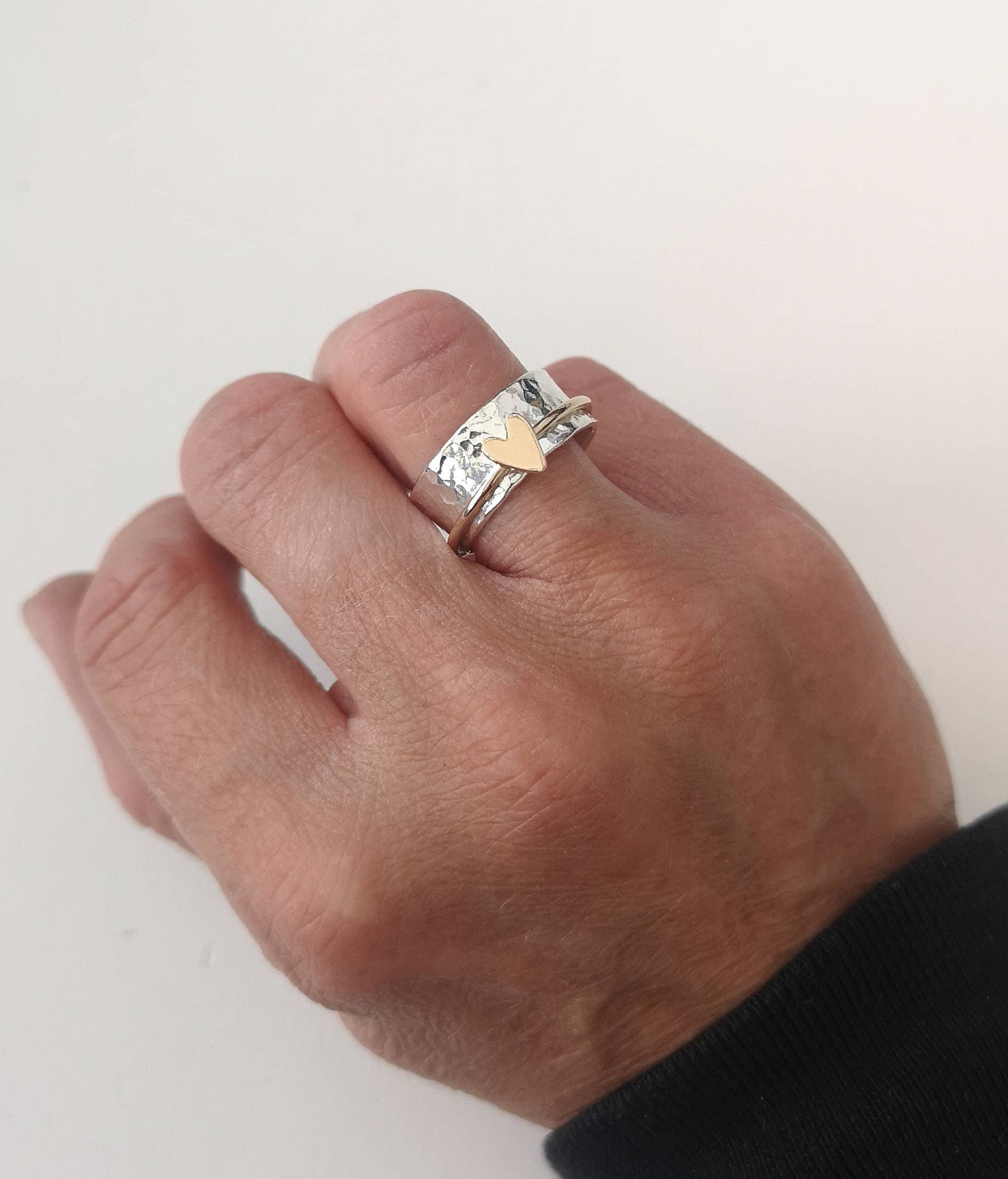9ct Gold Heart Spinner Ring. - Etsy UK
