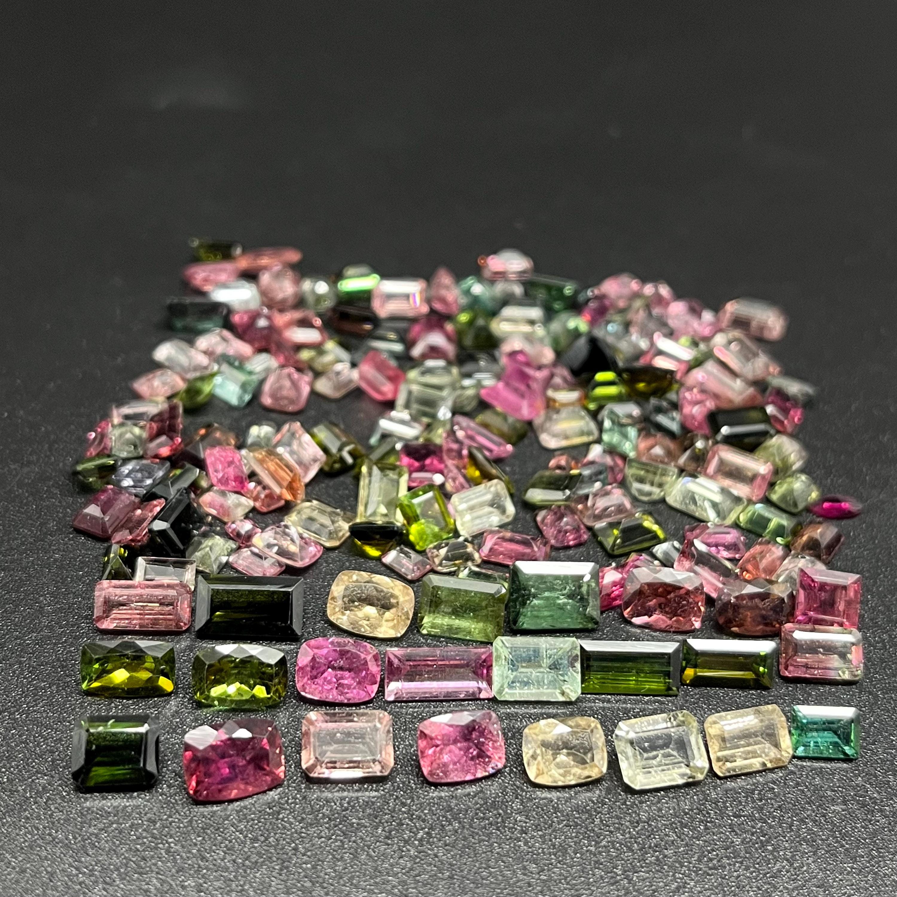 Emerald Cut Multi Tourmaline Gemstone: October Birthstone - Etsy