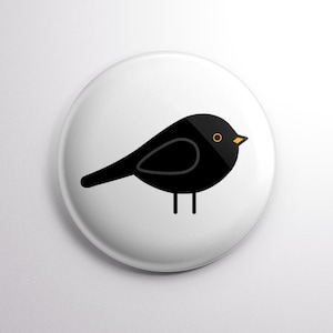 Set of 4 Bird Badges British Garden Birds Robin Blue Tit Blackbird ...