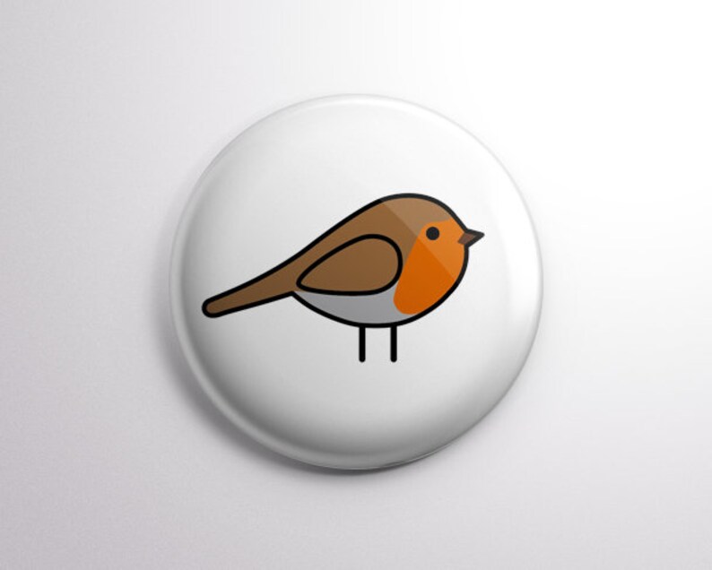 Set of 4 Bird Badges British Garden Birds Robin Blue Tit Blackbird ...