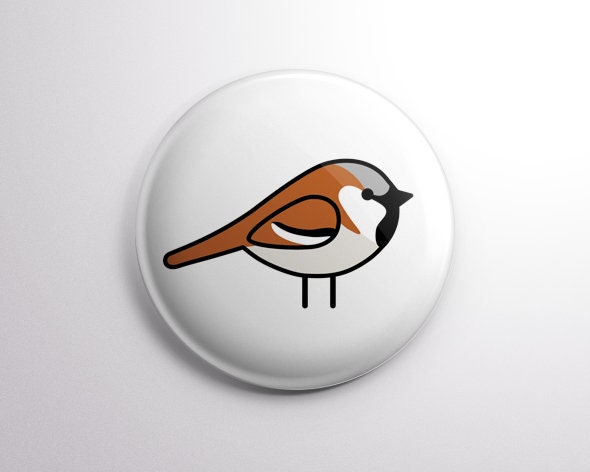 Set of 4 Bird Badges British Garden Birds Robin Blue Tit Blackbird ...