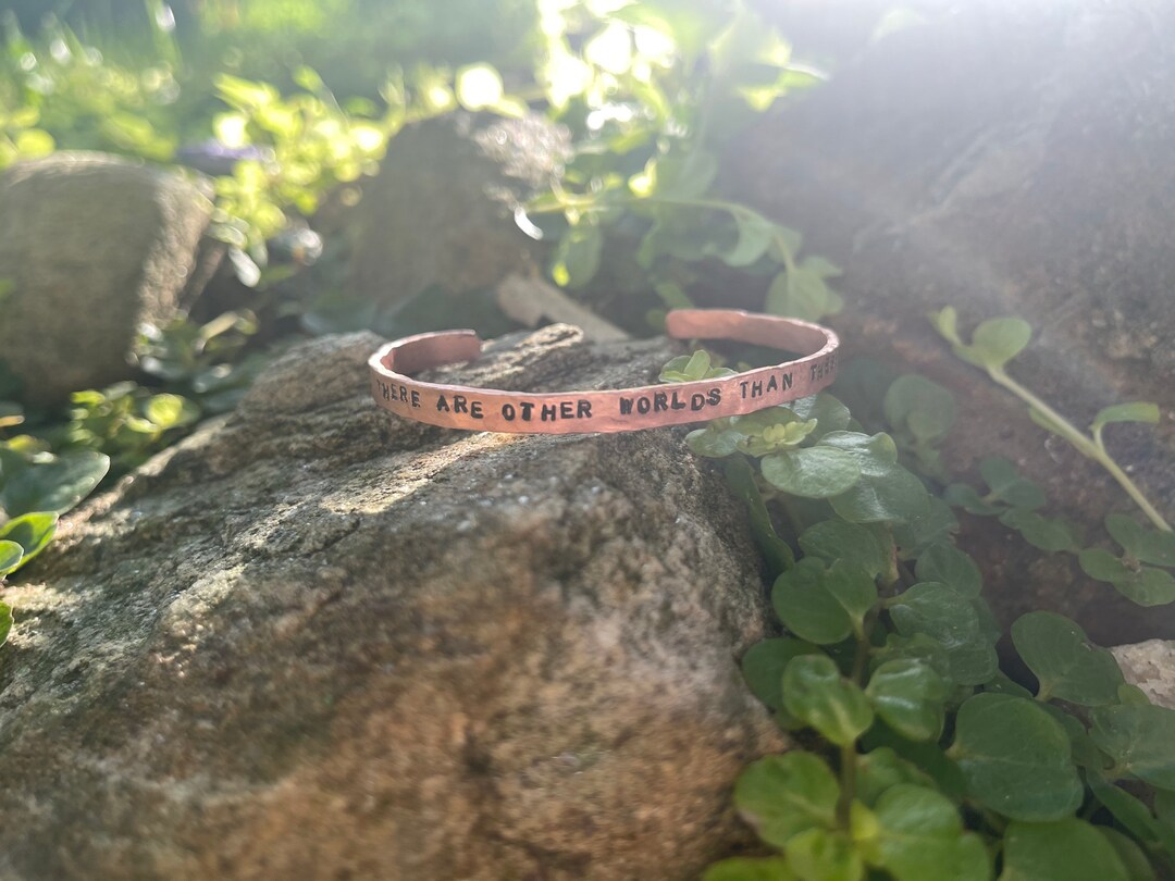 Copper Bracelet With Engraved Dark Tower Quote: 'there Are Other Worlds ...