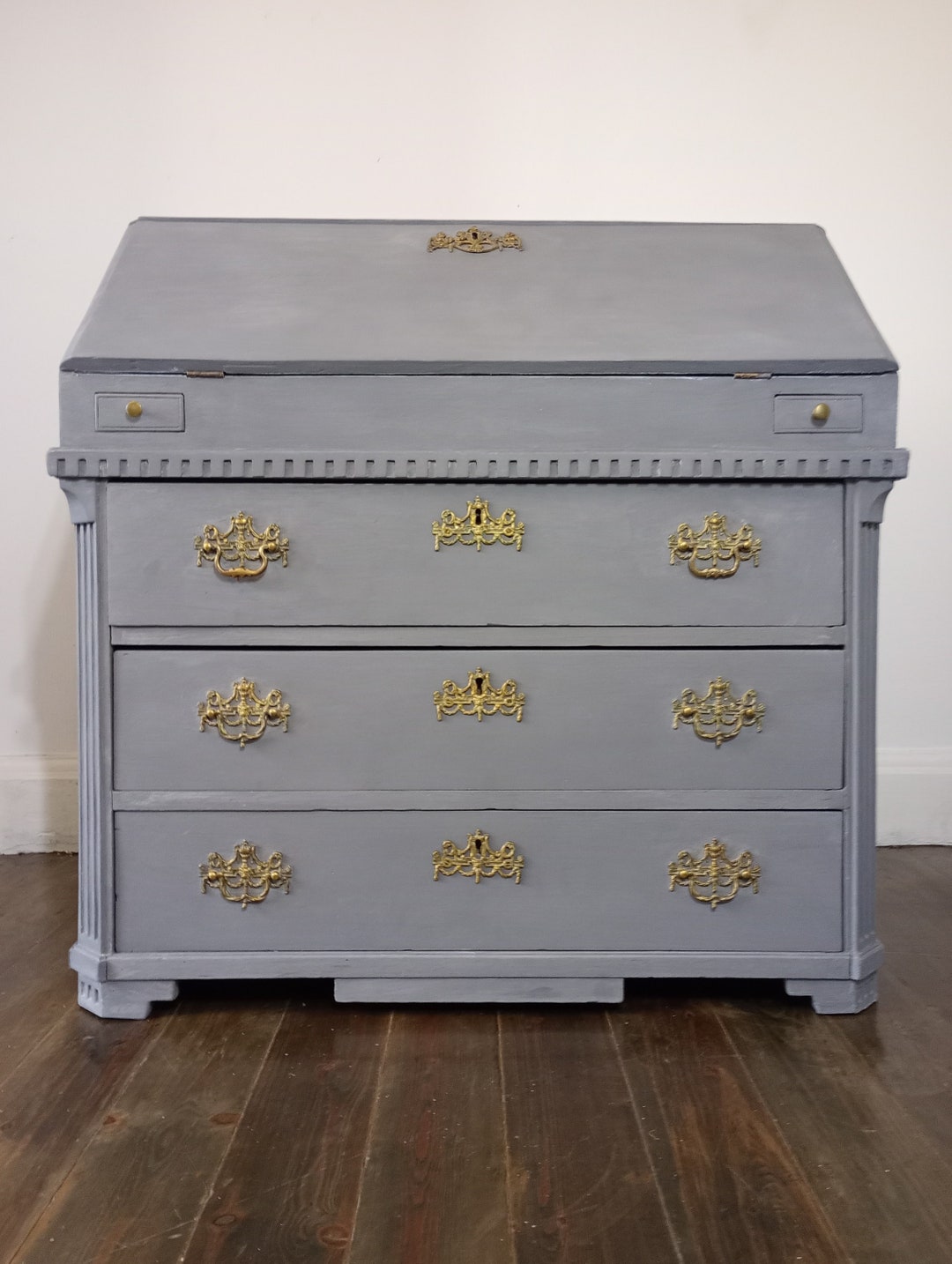 Early 18th Century Antique Writing Bureau, Painted Grey - Etsy