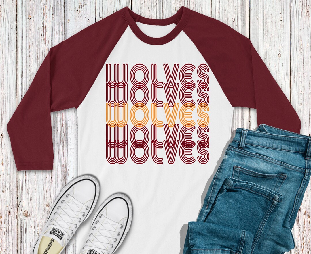 Retro Stacked Mascot School Spirit Tshirt 3/4 Raglan Tee Personalized ...