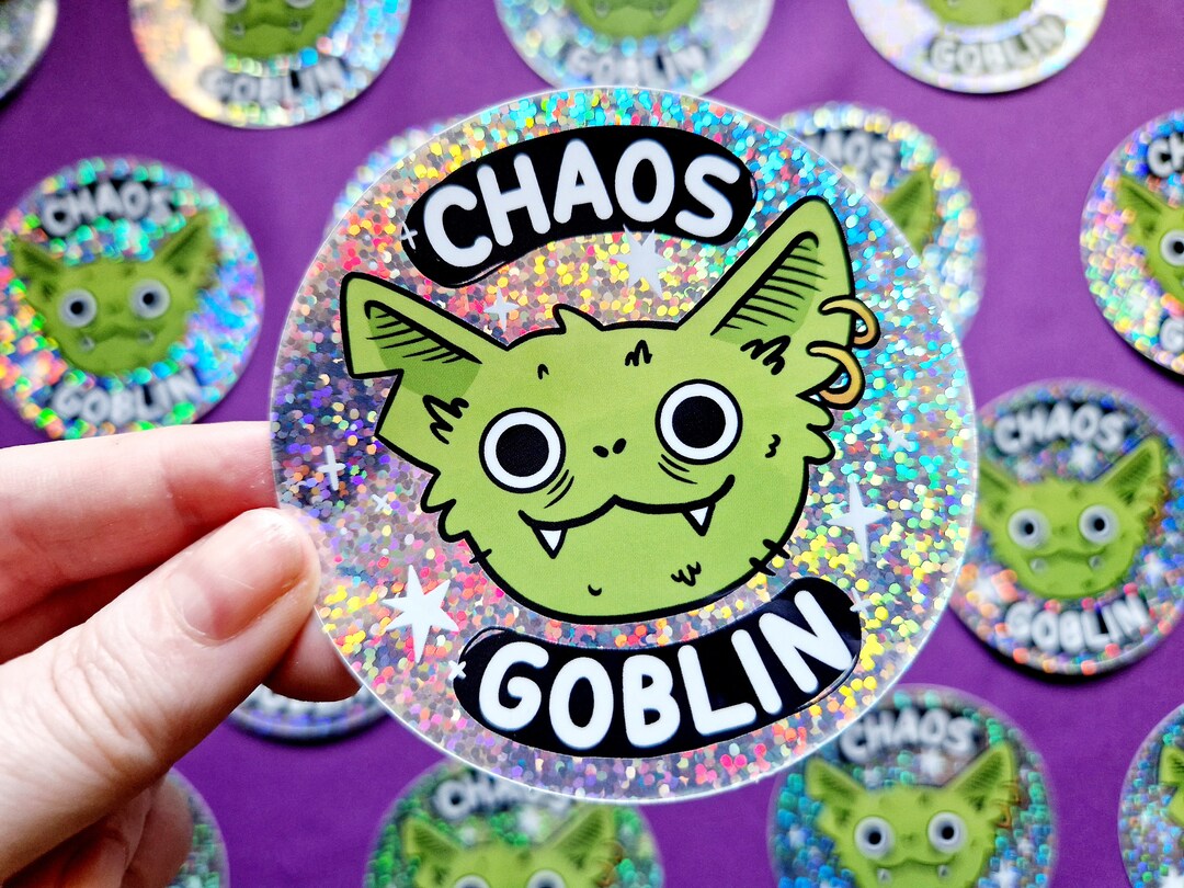 Chaos Goblin Sticker Glitter Holographic | Cute Funny Waterproof Vinyl ...