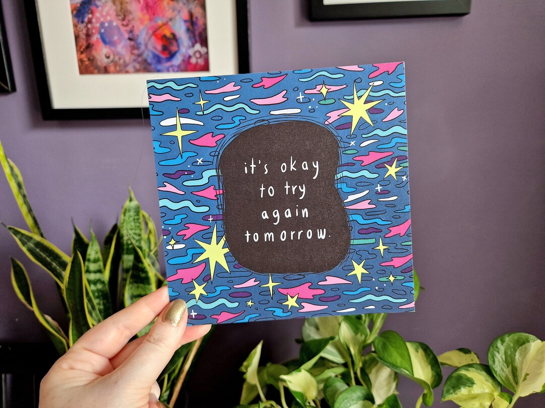 Self Care Art Print Square 15cm Mental Health Be Kind to Yourself It's ...