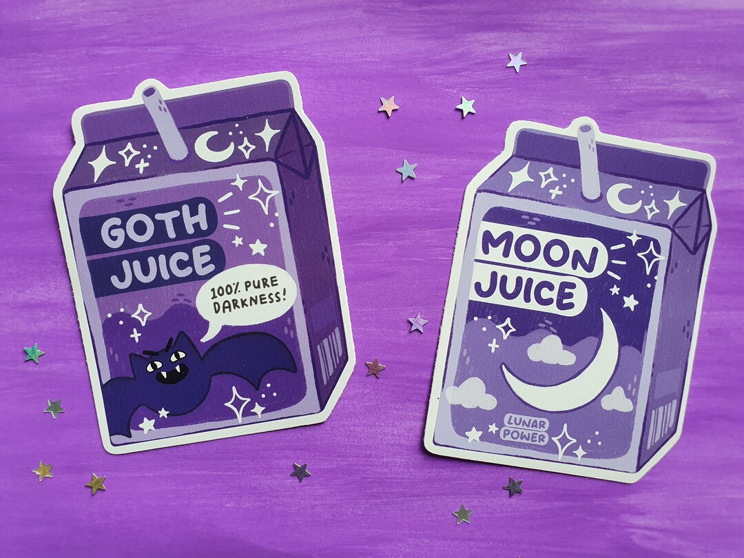 Goth Moon Juice Box Sticker 2 PACK Vampire Bat Lunar Power Witchy Witch ...