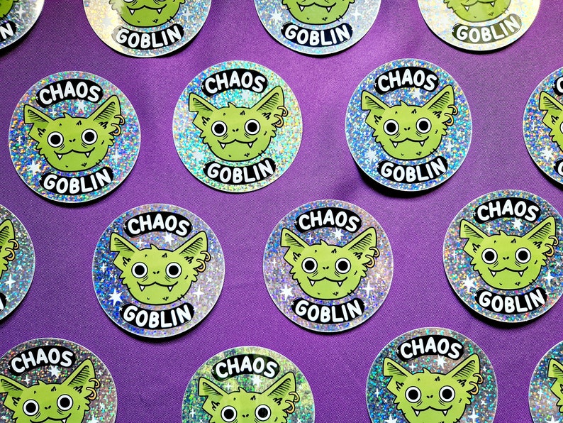 Chaos Goblin Sticker Glitter Holographic | Cute Funny Waterproof Vinyl ...