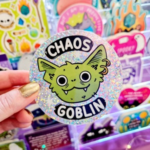 Chaos Goblin Sticker Glitter Holographic | Cute Funny Waterproof Vinyl ...