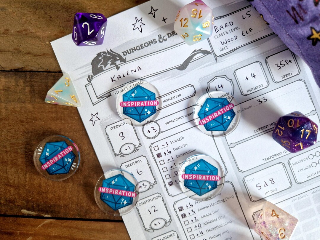 Inspiration Tokens Teal Blue | TTRPG D&D Dnd Bardic Inspiration DM ...