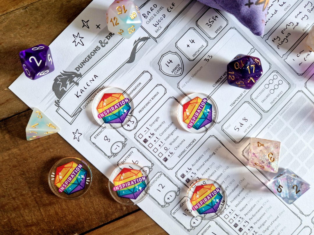 Inspiration Tokens Rainbow | Gay Pride | TTRPG D&D Dnd Bardic ...