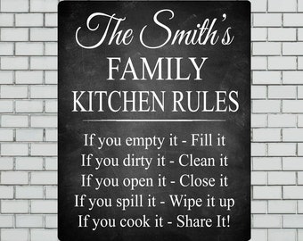 Kitchen Rules Sign | Etsy
