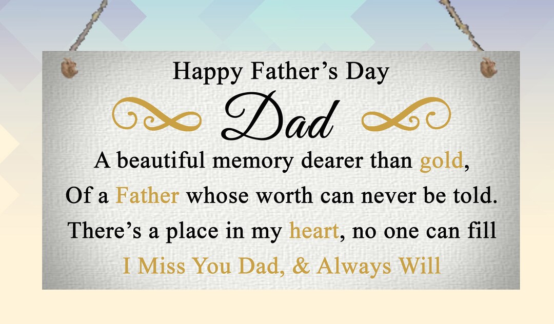 I Miss You Dad Metal Hanging Plaque Dad Father's Day Sign - Etsy