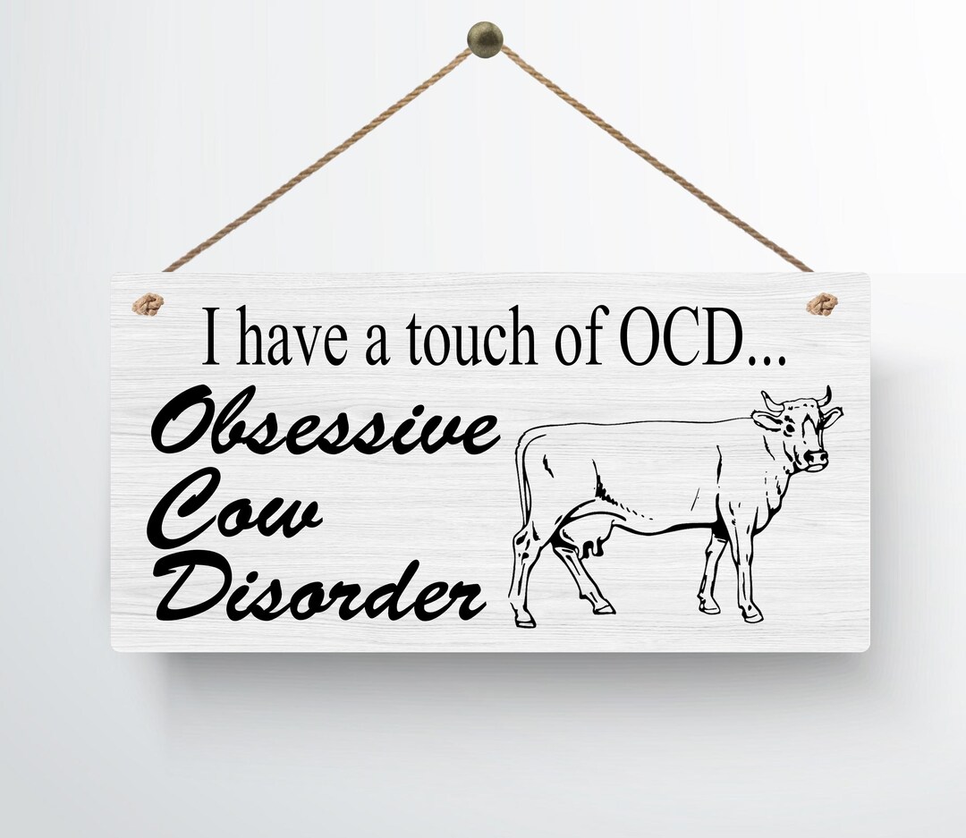 OCD Obsessive Cow Disorder Funny Metal Hanging Wall Plaque Gift Present ...