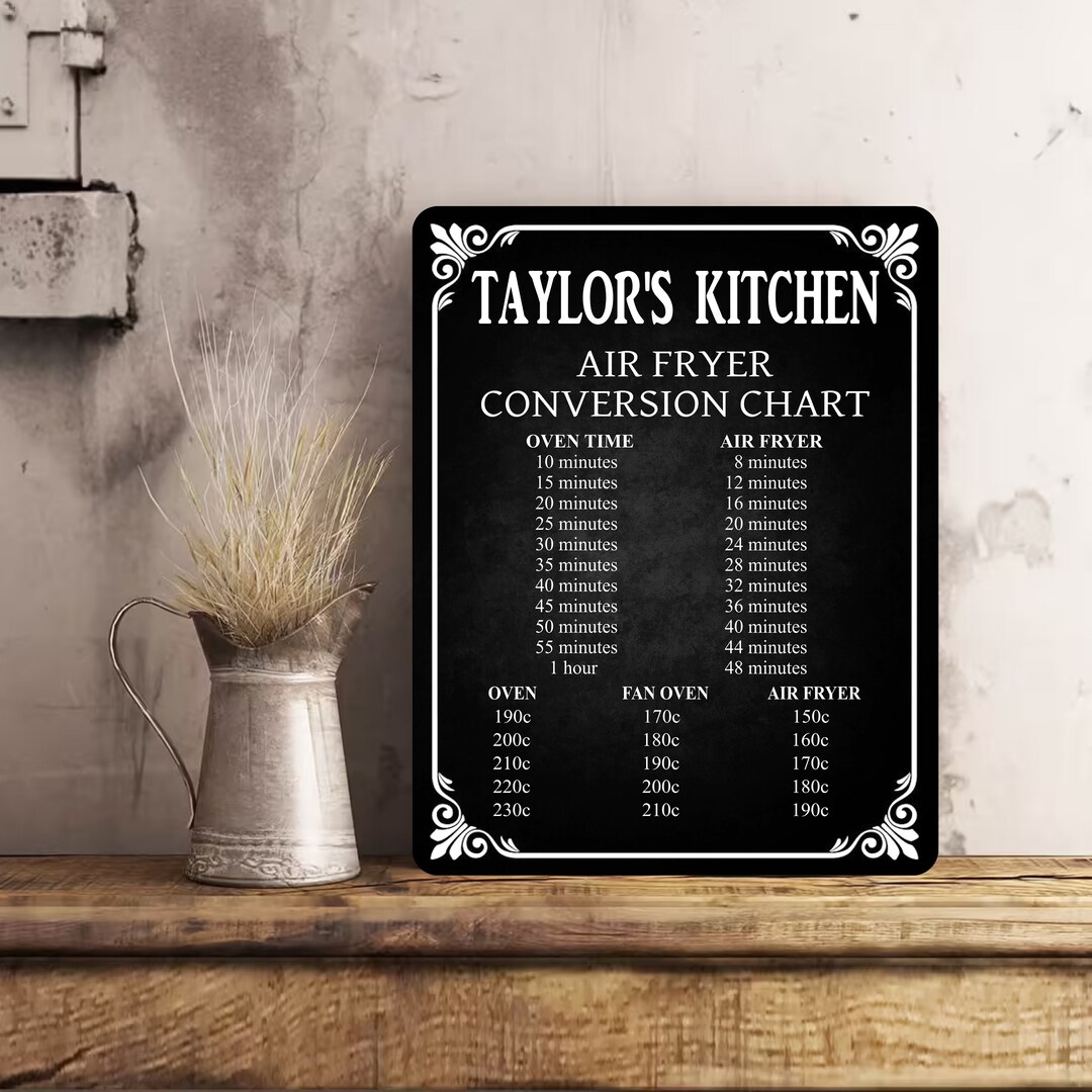 PERSONALISED Air Fryer Conversion Chart Family Kitchen Metal Wall Sign ...