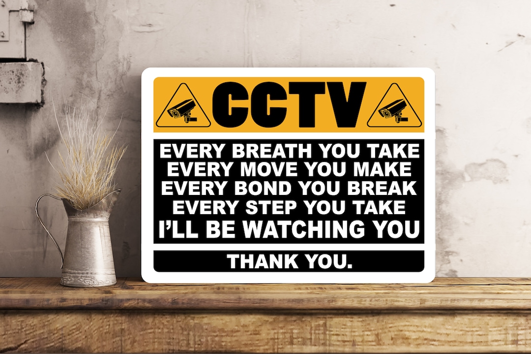 Funny Cctv Warning Metal Sign Gift Waterproof Garage Parking Outdoor ...