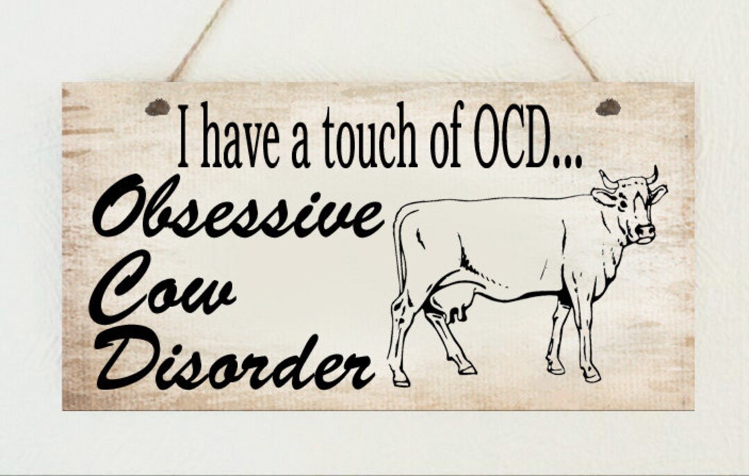 OCD Obsessive Cow Disorder Funny Metal Hanging Wall Plaque Gift Present ...