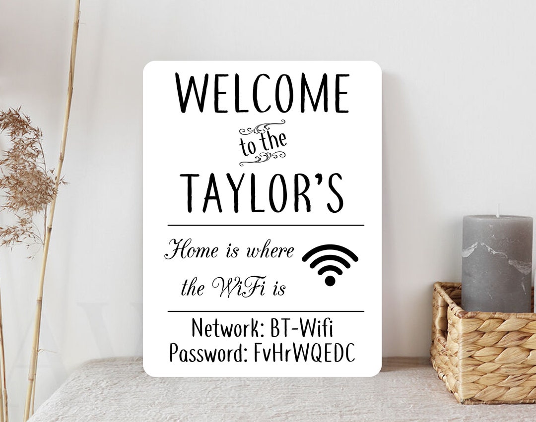 Personalised Metal Sign WI-FI Code Internet Password Home Wifi Wireless ...