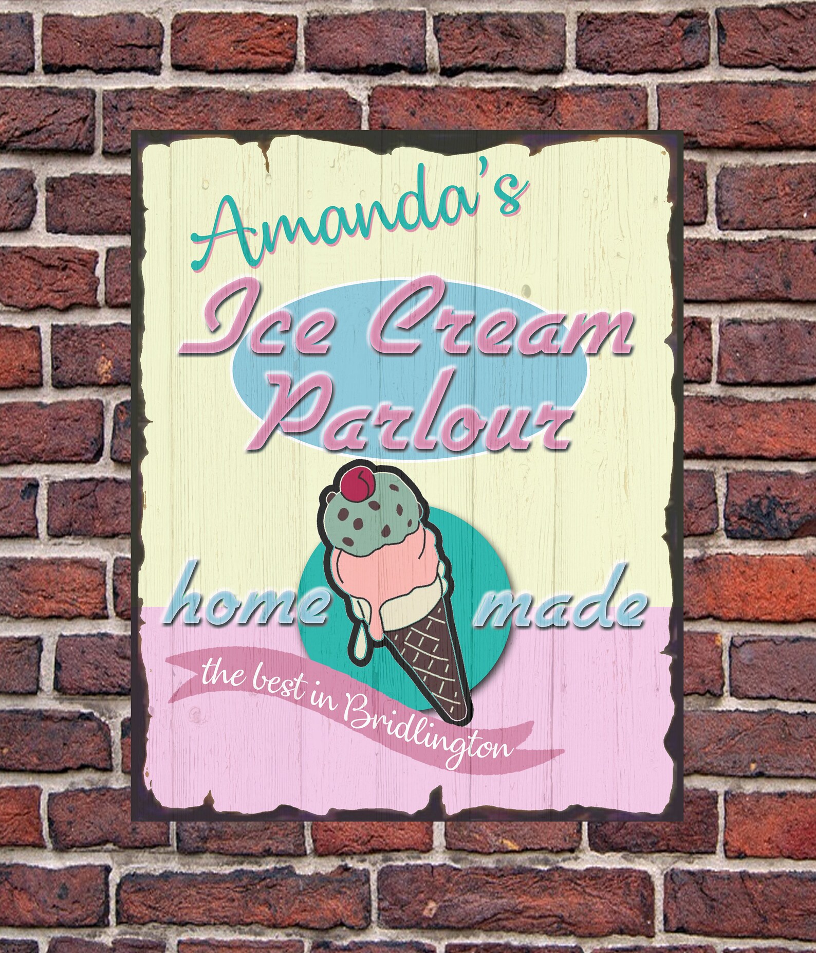 PERSONALISED Retro Vintage Ice Cream Parlour Metal Wall Sign - Etsy UK