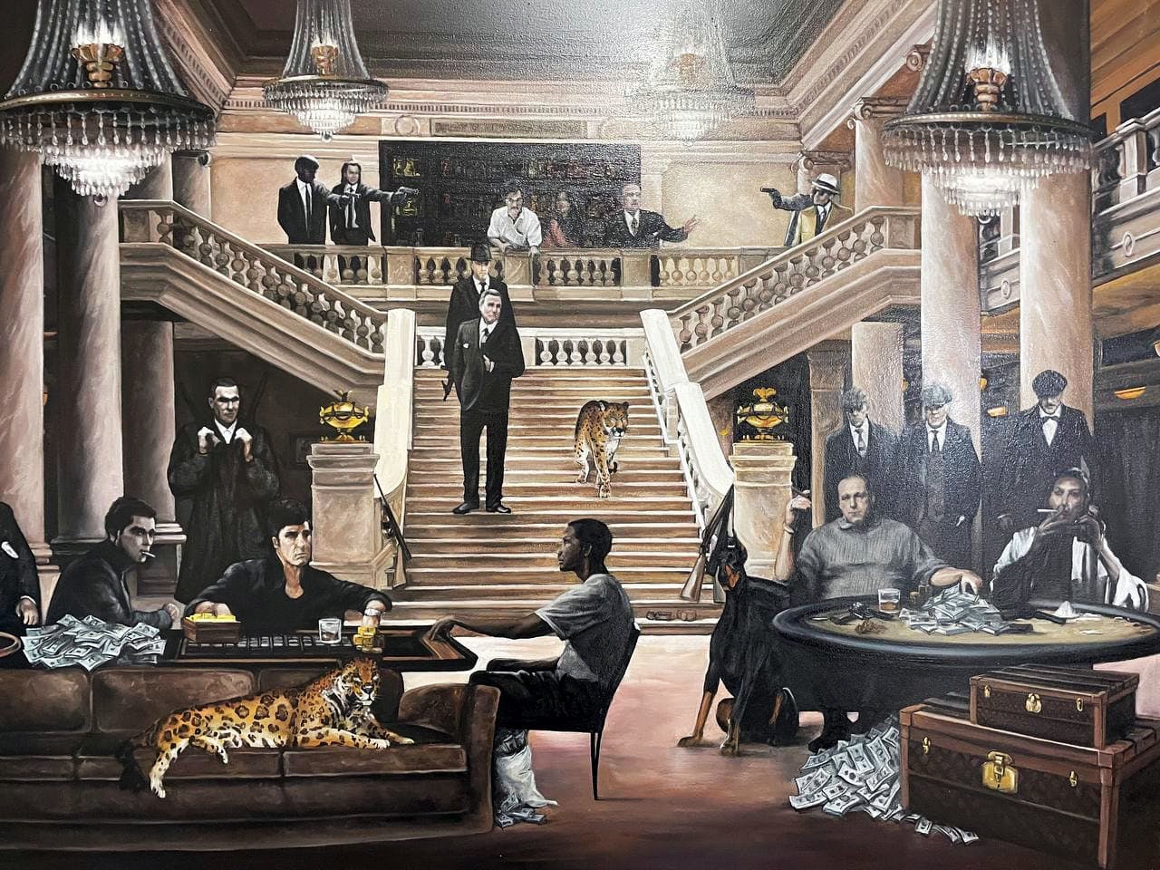 Gangsters Oil Painting Last Narcos Original Canvas Gangster - Etsy