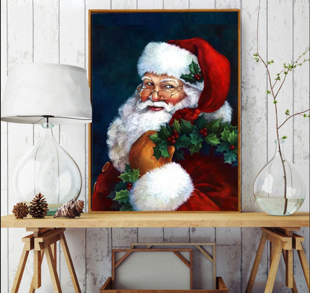 Christmas Painting Santa Claus Painting Christmas Wall Art Christmas ...