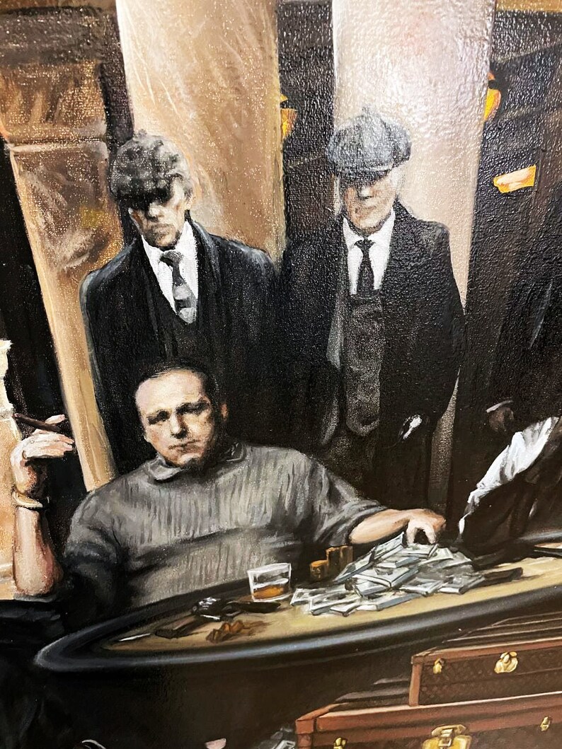 Gangsters Oil Painting Last Narcos Original Canvas Gangster - Etsy