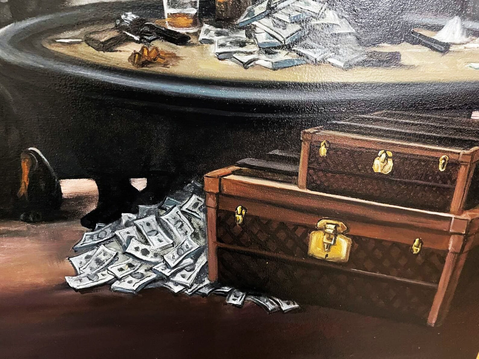 Gangsters Oil Painting Last Narcos Original Canvas Gangster - Etsy