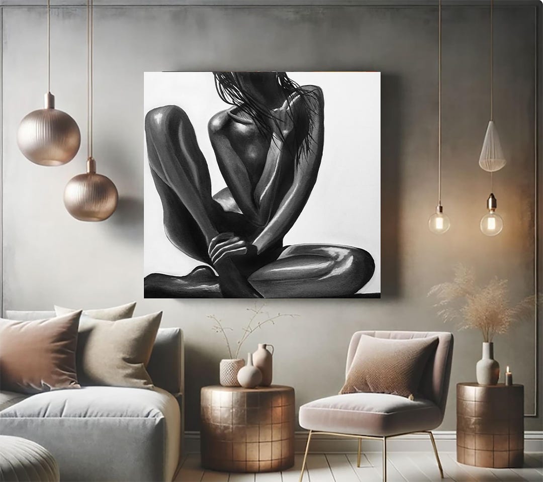 African Woman Oil Painting Nude Art Black Erotic Art Erotic Wall Art